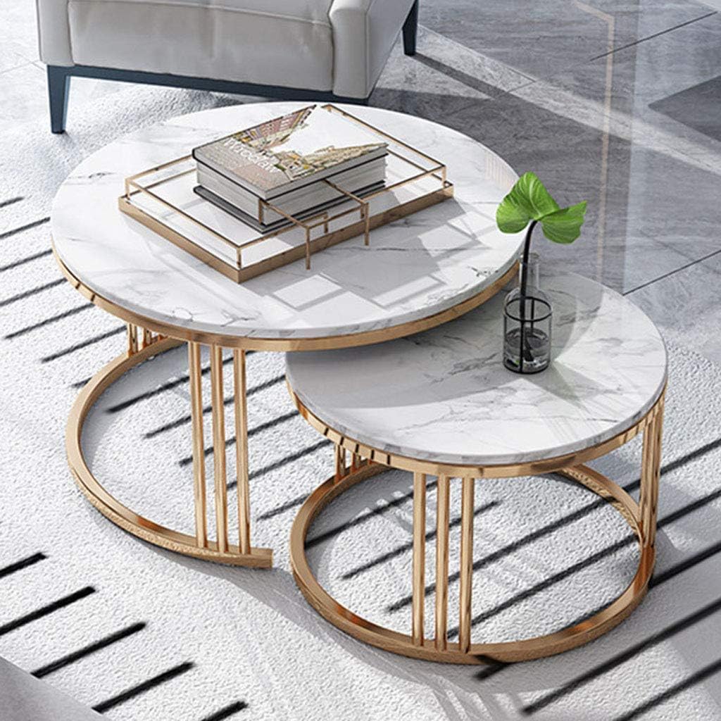 Amazon.com: BDDIE Round Nesting End Table | 2-Piece Stackable Elegant ...