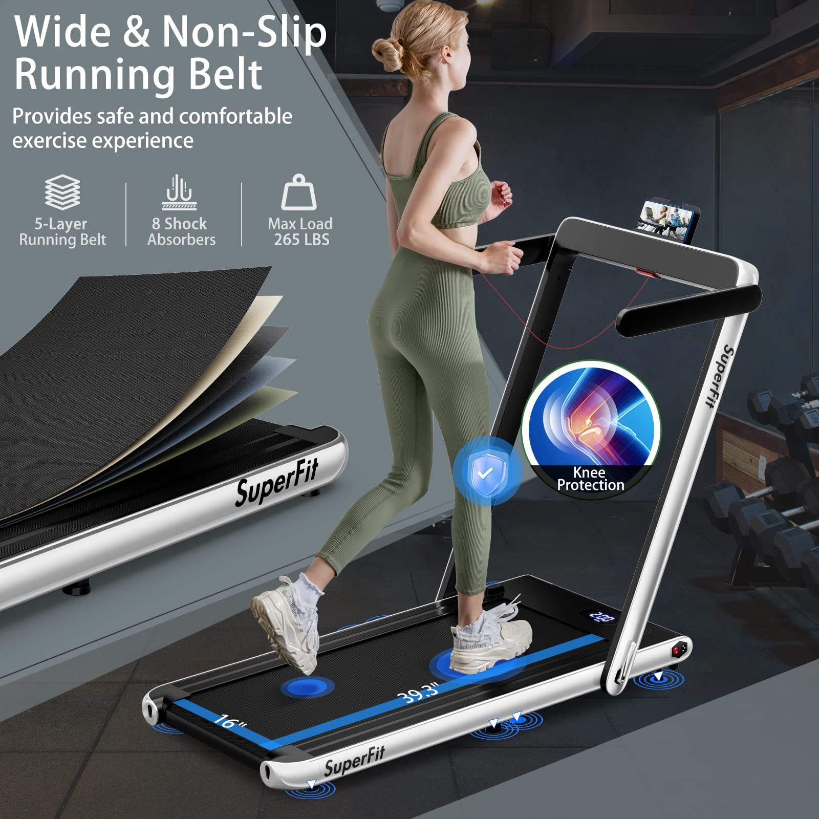 Goplus 2 in 1 Under Desk Treadmill, 2.5HP Superfit Folding Treadmills ...