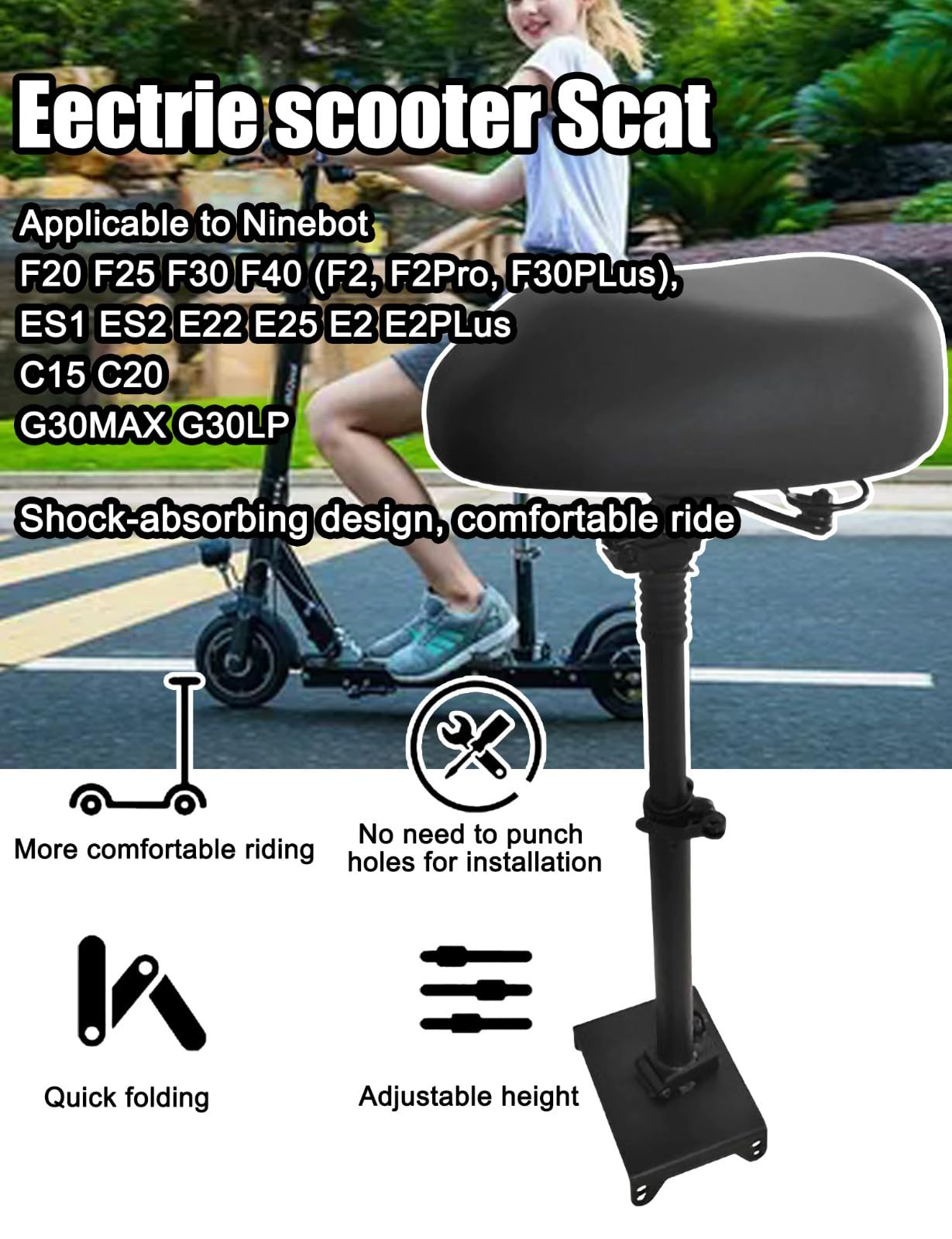 Comfort Saddle For Max Scooter Seat Attachment For Ninebot Max G30/G30P ...