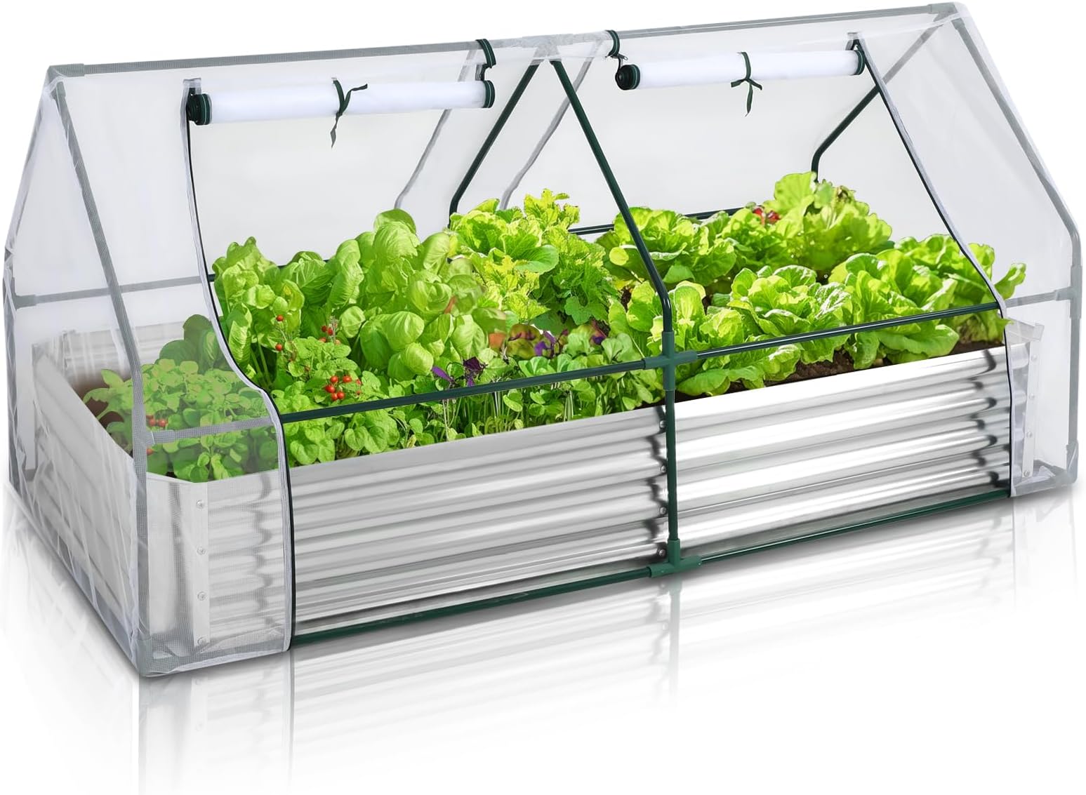 Amazon.com: Outsunny 4 x 3 x 3ft Raised Garden Bed with Mini Greenhouse ...