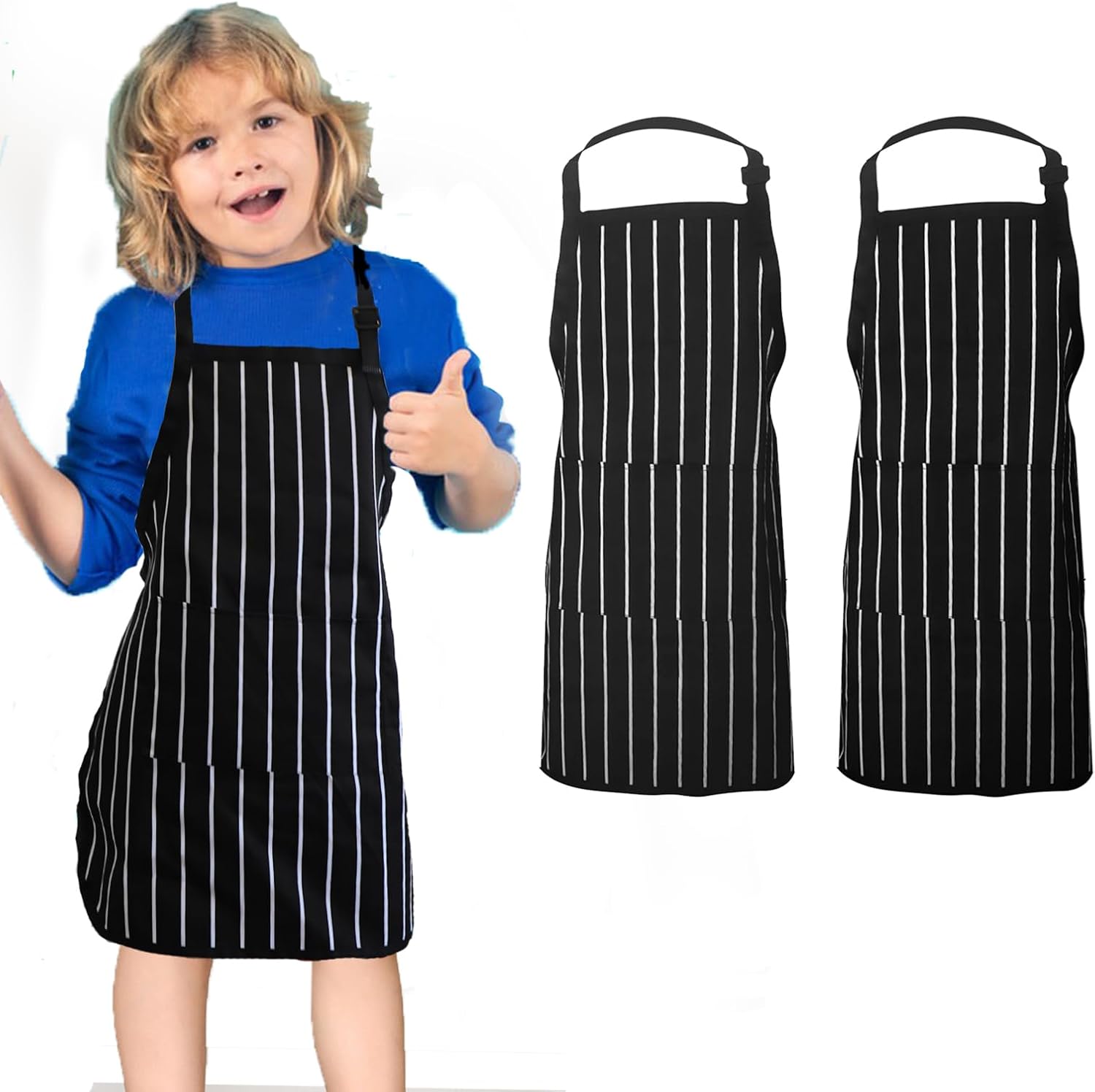 Amazon.com: multifuns Kids aprons 2 Pack adjustable strap with pockets ...