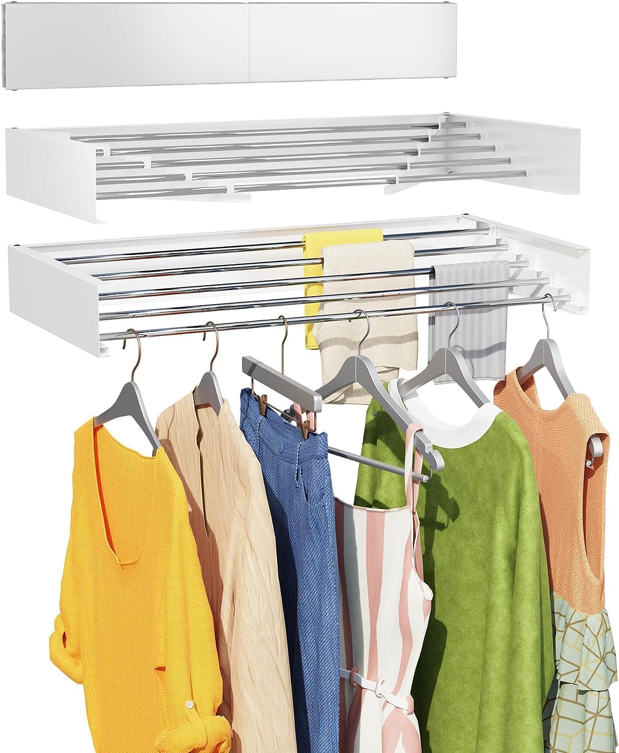 Amazon.com: FunMoMo Laundry Drying Rack Collapsible, 31.5" Wide Wall ...