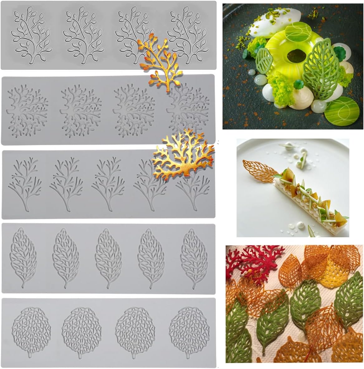 Amazon.com: 5 PCS Leaf Molds Silicone Baking Molds Fondant Molds, Multi ...