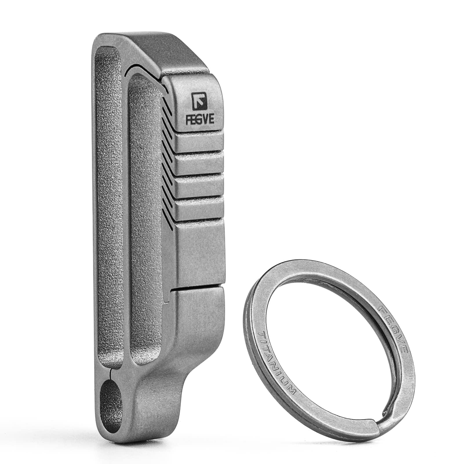 FEGVE Titanium Keychain Integrated Spring Structure Quick Release Cara