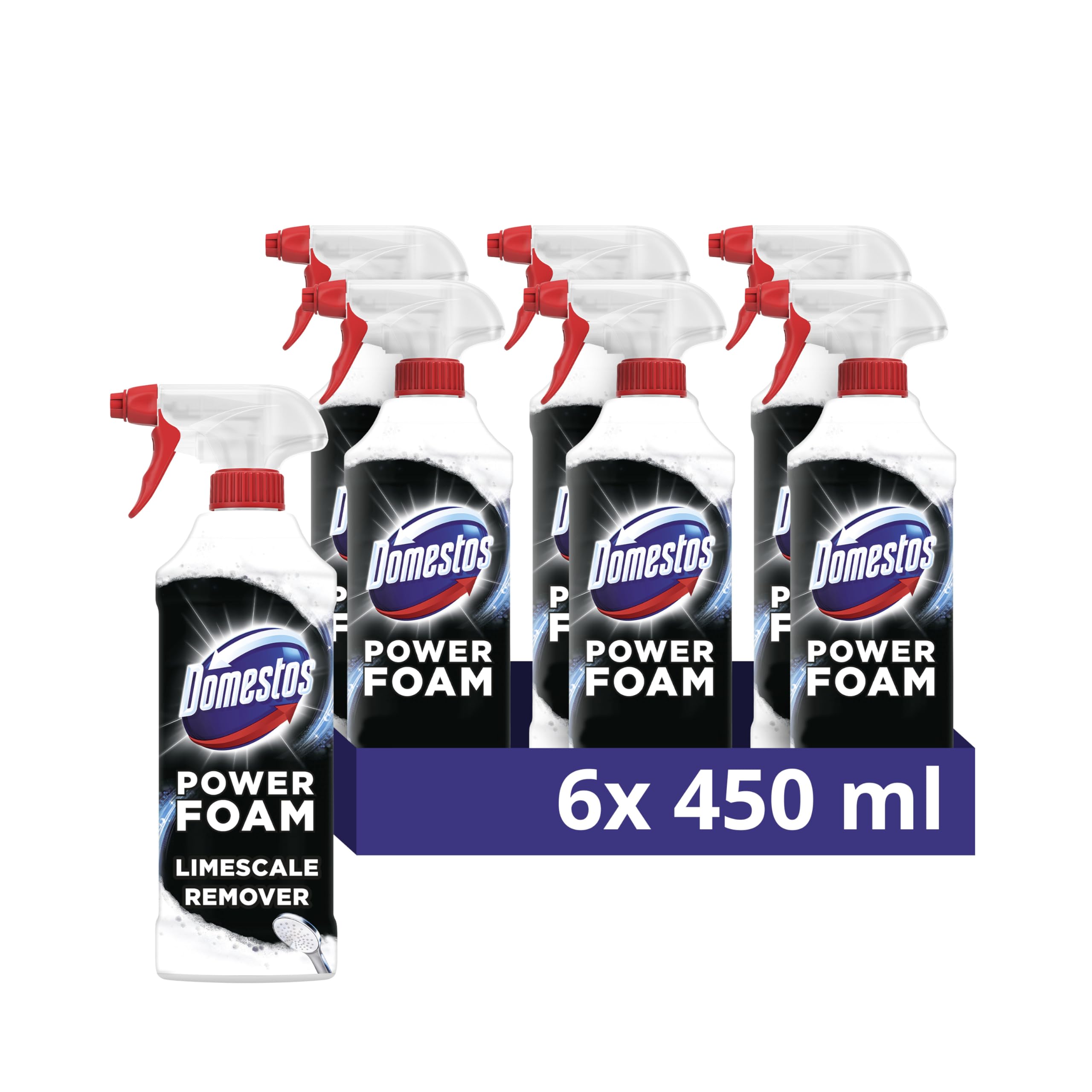 Domestos Power Foam Limescale Remover Toilet & Bathroom Cleaner Spray ...