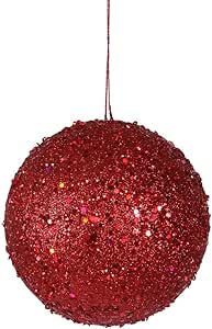 Amazon.com : 4.75" Red Jewel Ball W/String : Christmas Ball Ornaments ...