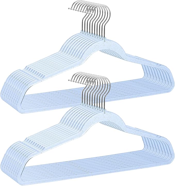 Amazon.com: Blue Clothes Hangers 16", 20 Pack Plastic Clear Coat Hanger ...