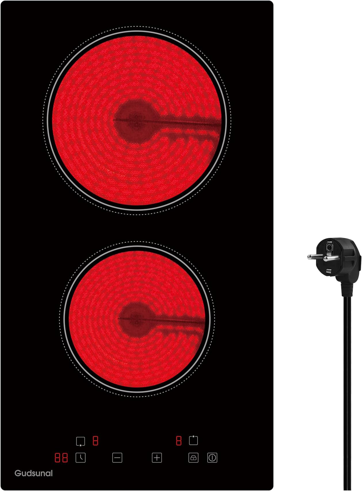 Glaskeramikkochfeld 2 Zonen, Hobsir Einbau Kochfelder 30cm, 3200W ...