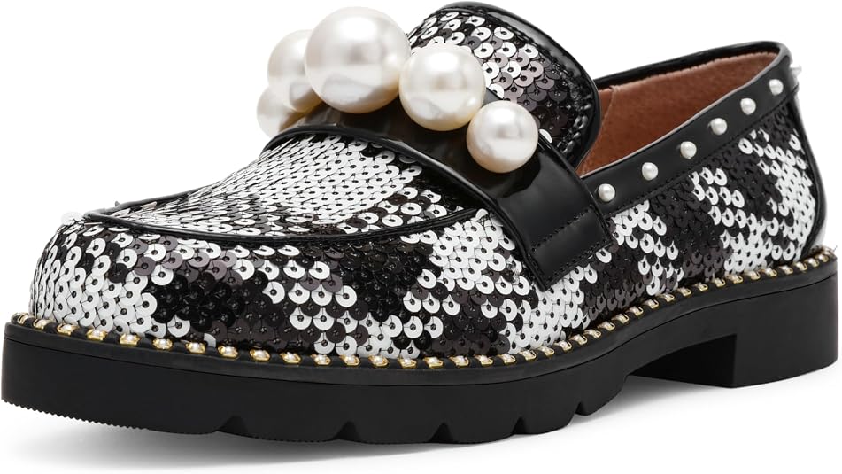 Amazon.com | Betsey Johnson Women's Harloe Loafer, Black White Plaid, 6 ...