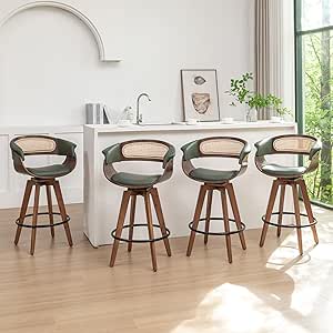 Amazon.com: Set of 4 Swivel Walnut Counter Stools - 26.4 inch Counter ...