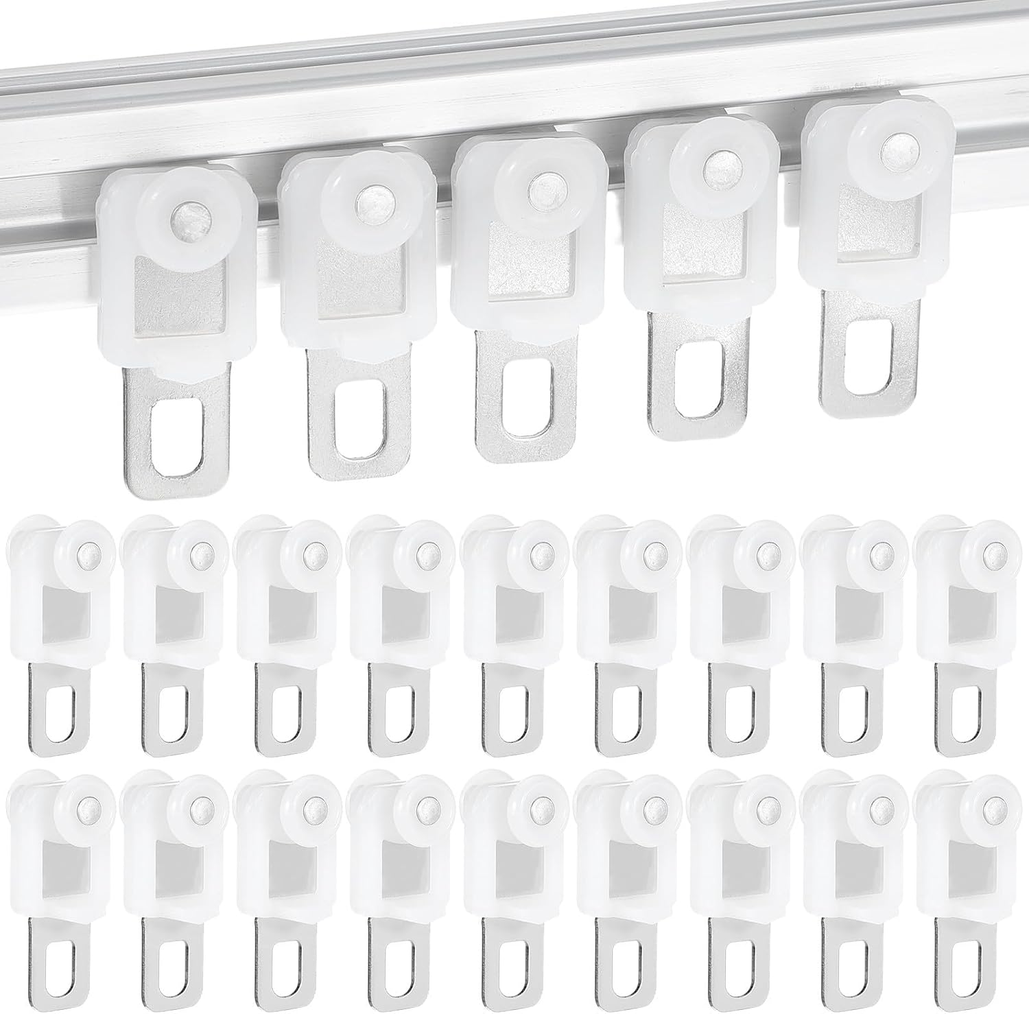 Amazon | Mobestech カーテンレールグライダーローラー 50個 耐摩耗フックとステンレス製トラックローラー ユニバーサル対応 カーテン用交換パーツ 家 | 窓用金物