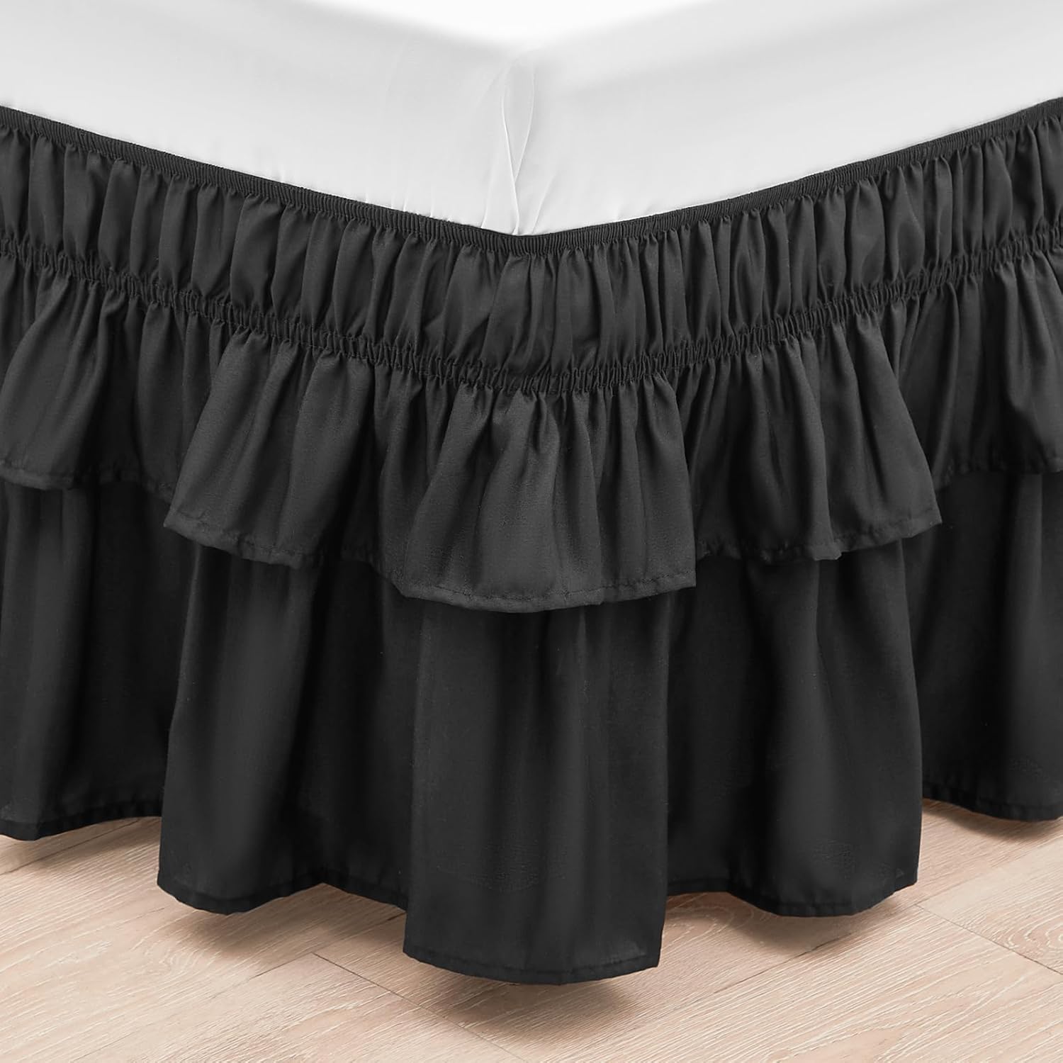 Amazon.com: RIMELA Ruffle Bed Skirt Black Queen 16 Inch Drop, Elastic ...