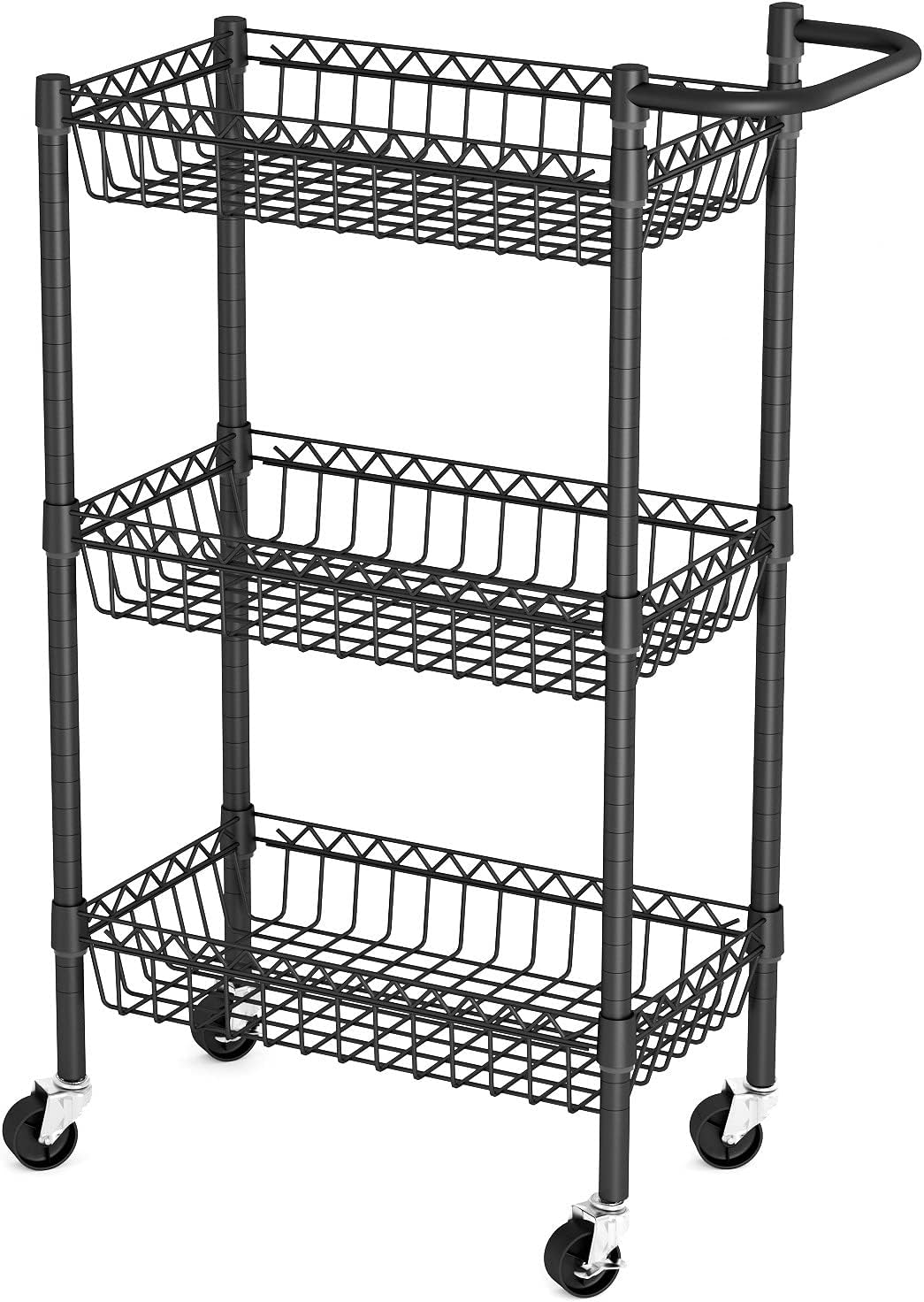 Amazon.com: SINGAYE 3-Tier Utility Mesh Basket Cart with Handle,170LBS ...