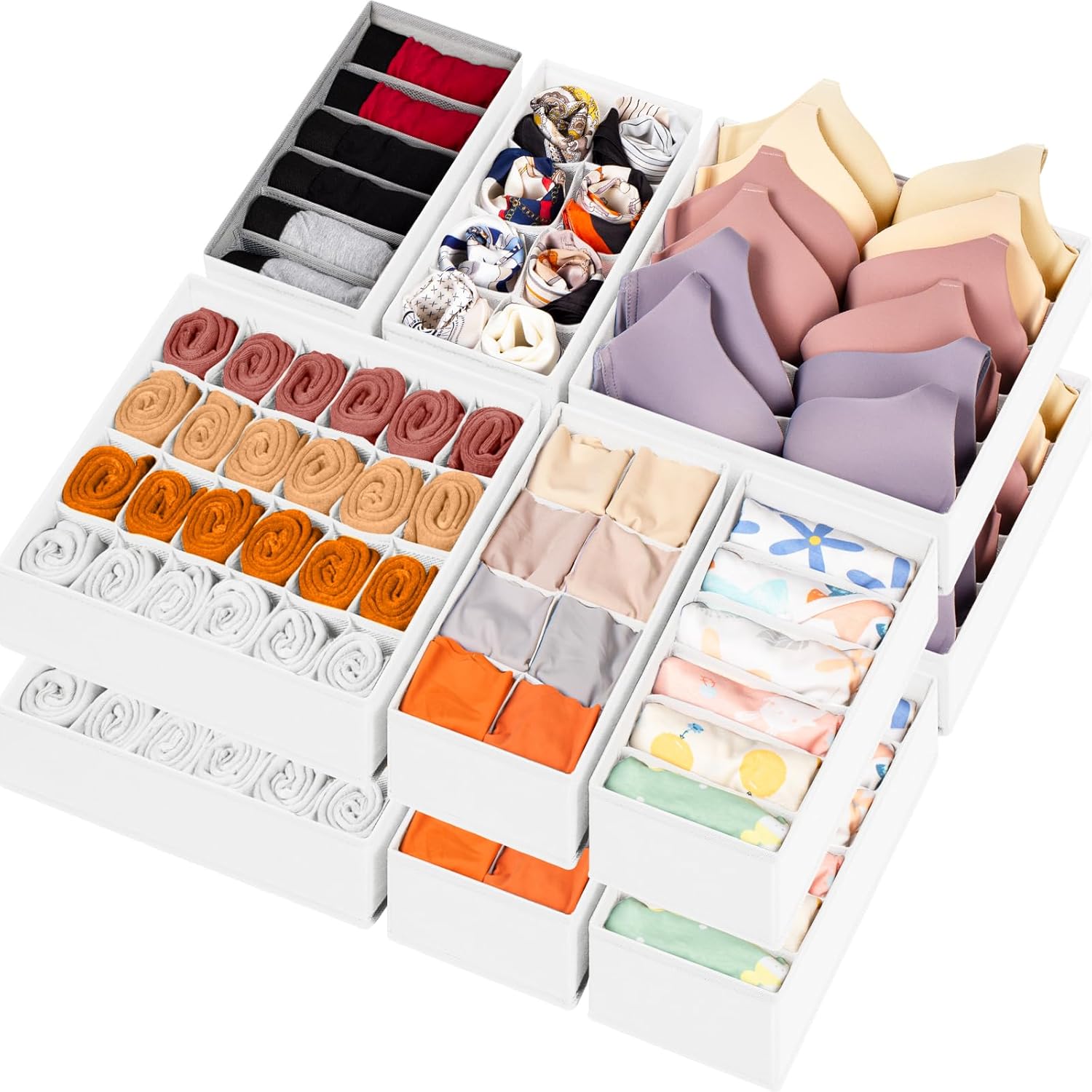 Amazon.com: 12 Pack Drawer Organizers for Clothing, 116 Large ...