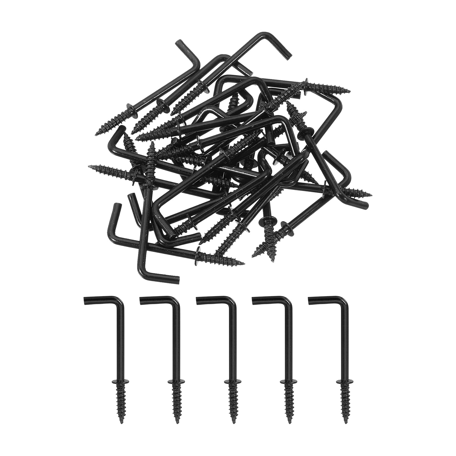 Amazon.com: uxcell Right Angle Hooks, 50Pcs 1-1/4" L Shaped Screw Hooks ...