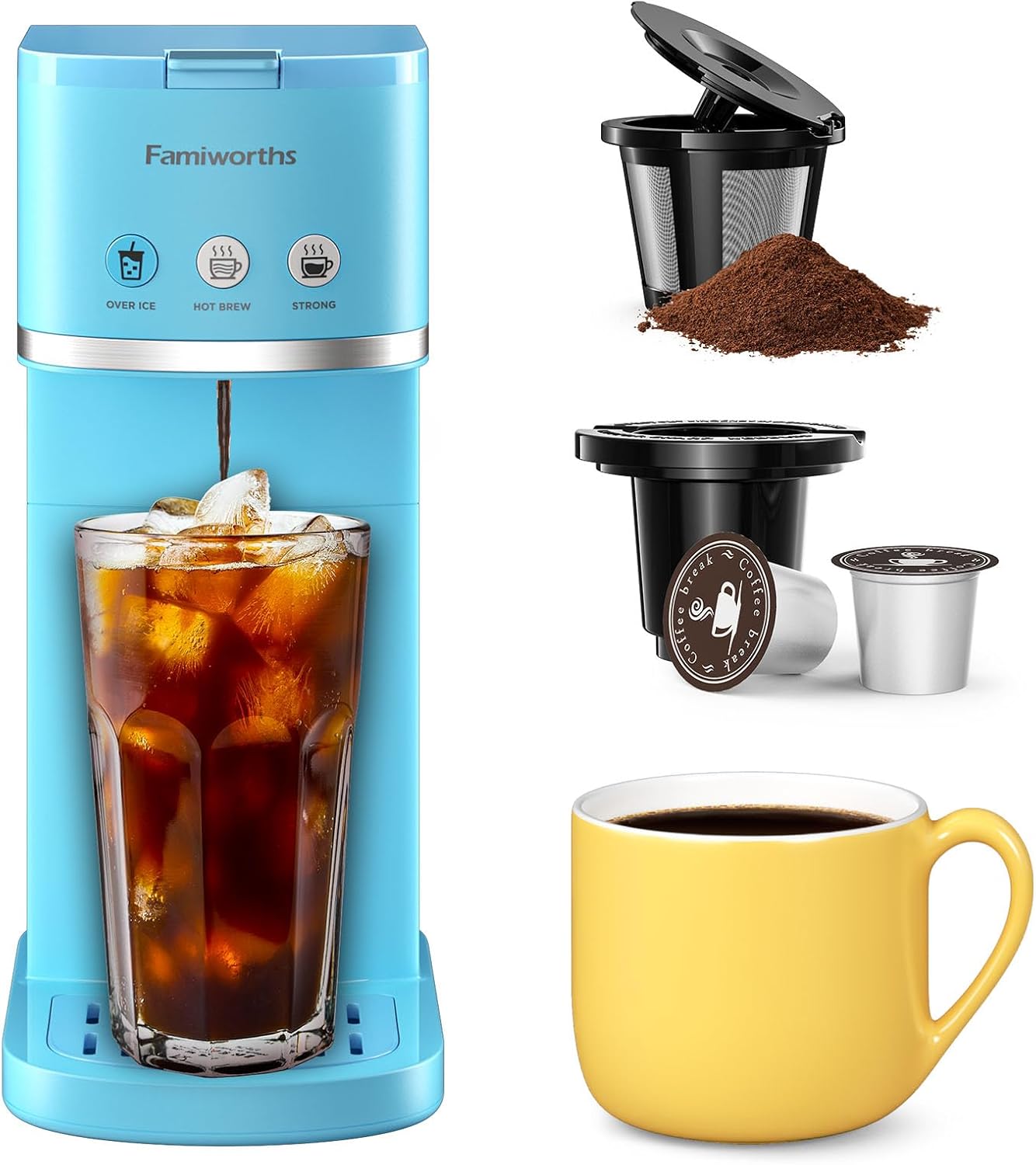 Amazon.com: Famiworths Single Serve Coffee Maker, Iced and Hot Coffee ...