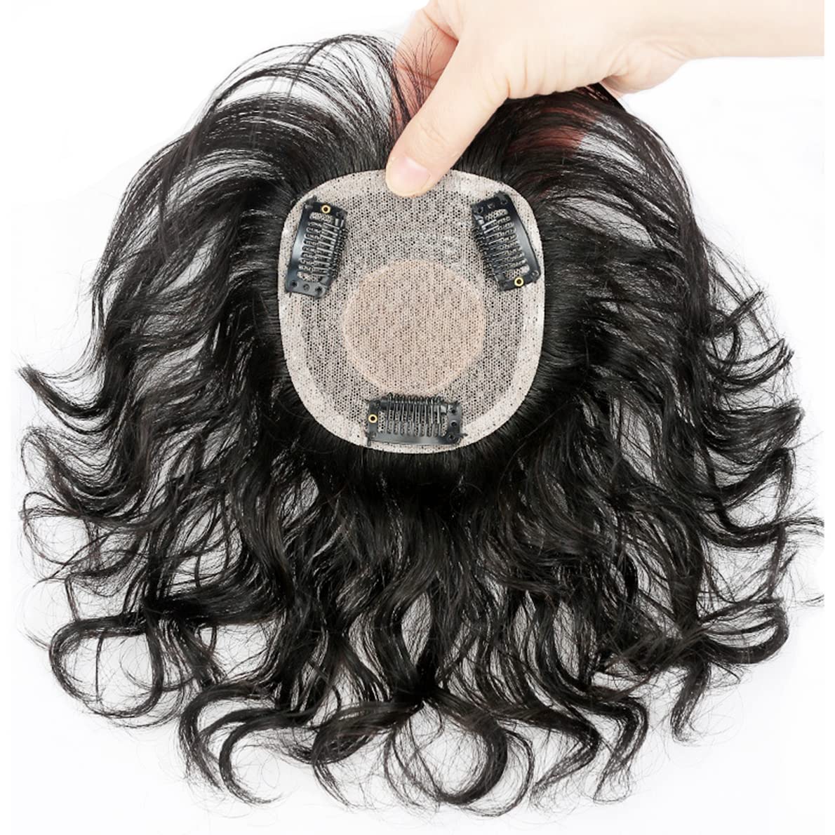 Amazon.com : ICRAB 6" Short Curly Human Hair Toppers for Women with ...