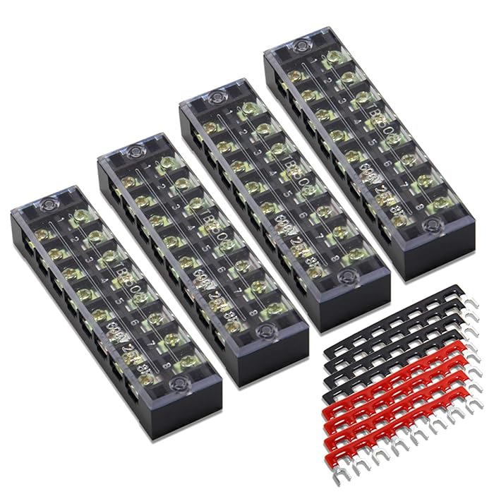 Buy MILAPEAK Terminal Block and Strip - 4 pcs 8 Positions 600V 25A Dual ...