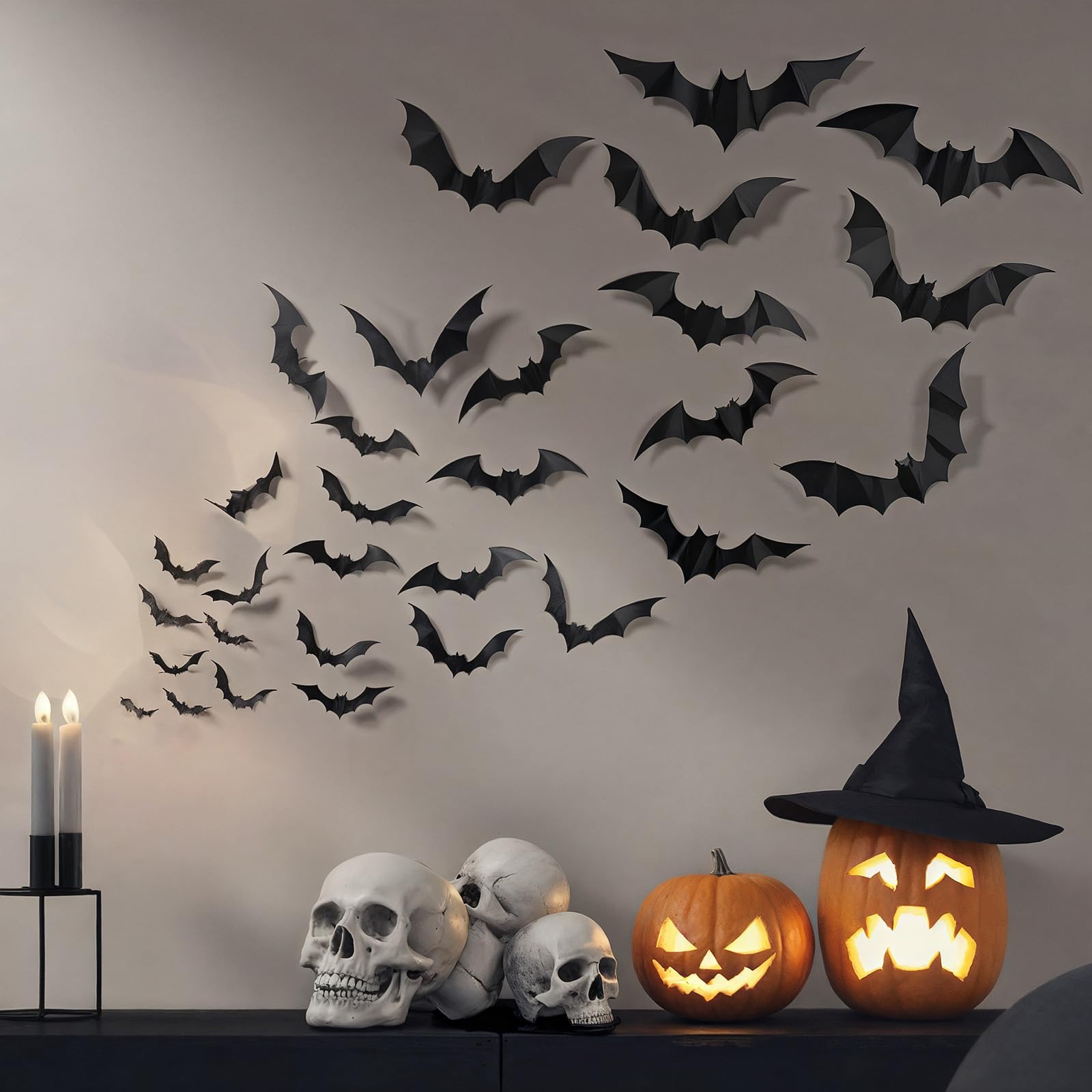 Amazon.com: Halloween Decorations Bat Stickers 88 Pcs, Halloween ...