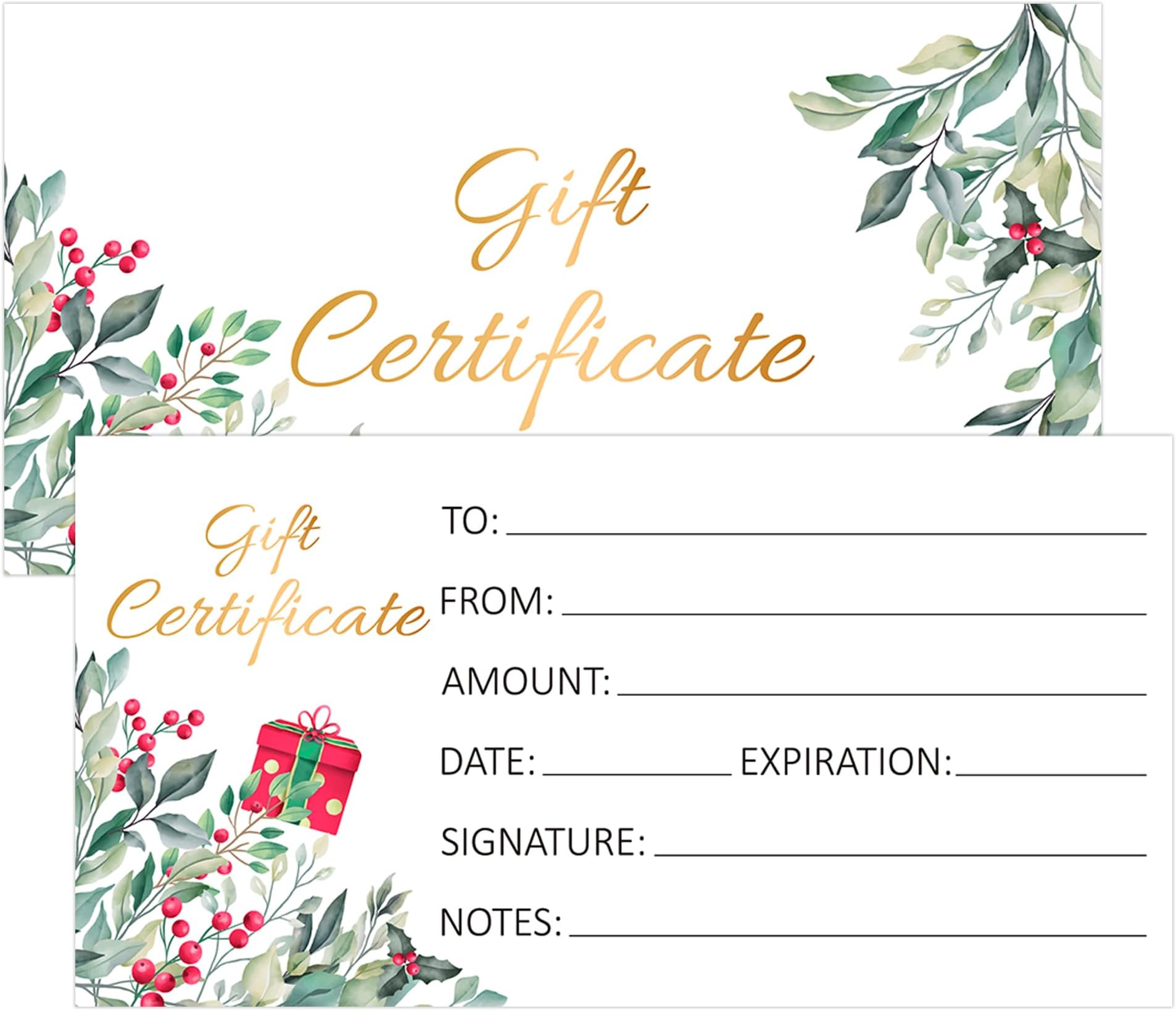 Amazon.com : Lucleag 100 PCS Blank Gift Certificates for Business ...