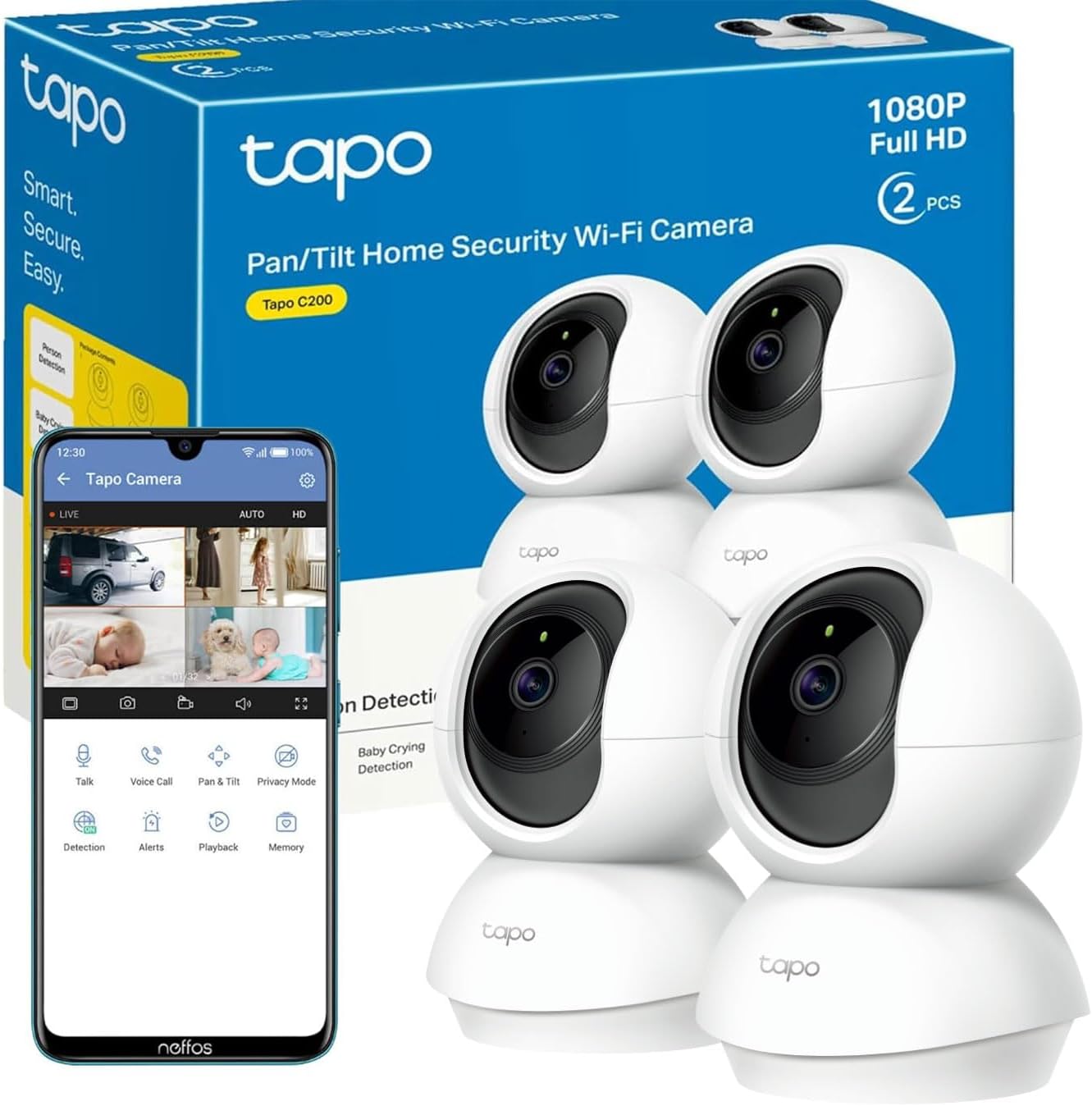 Tapo 2K QHD Pan/Tilt Security Camera, AI Detection, Privacy Protection ...