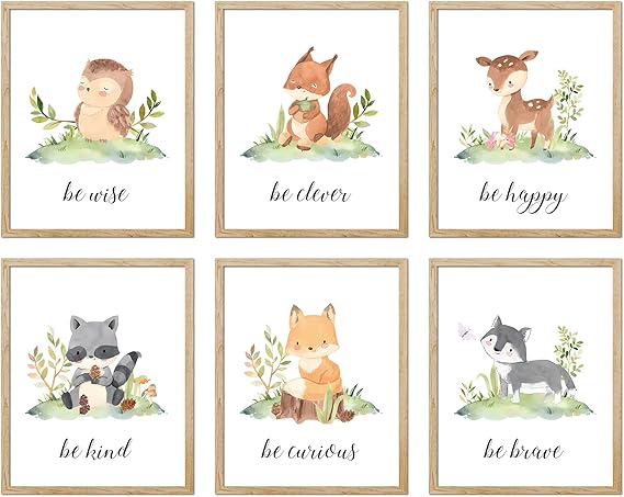 Amazon.com: Woodland Nursery Animal Canvas Art,Cute Animals ...