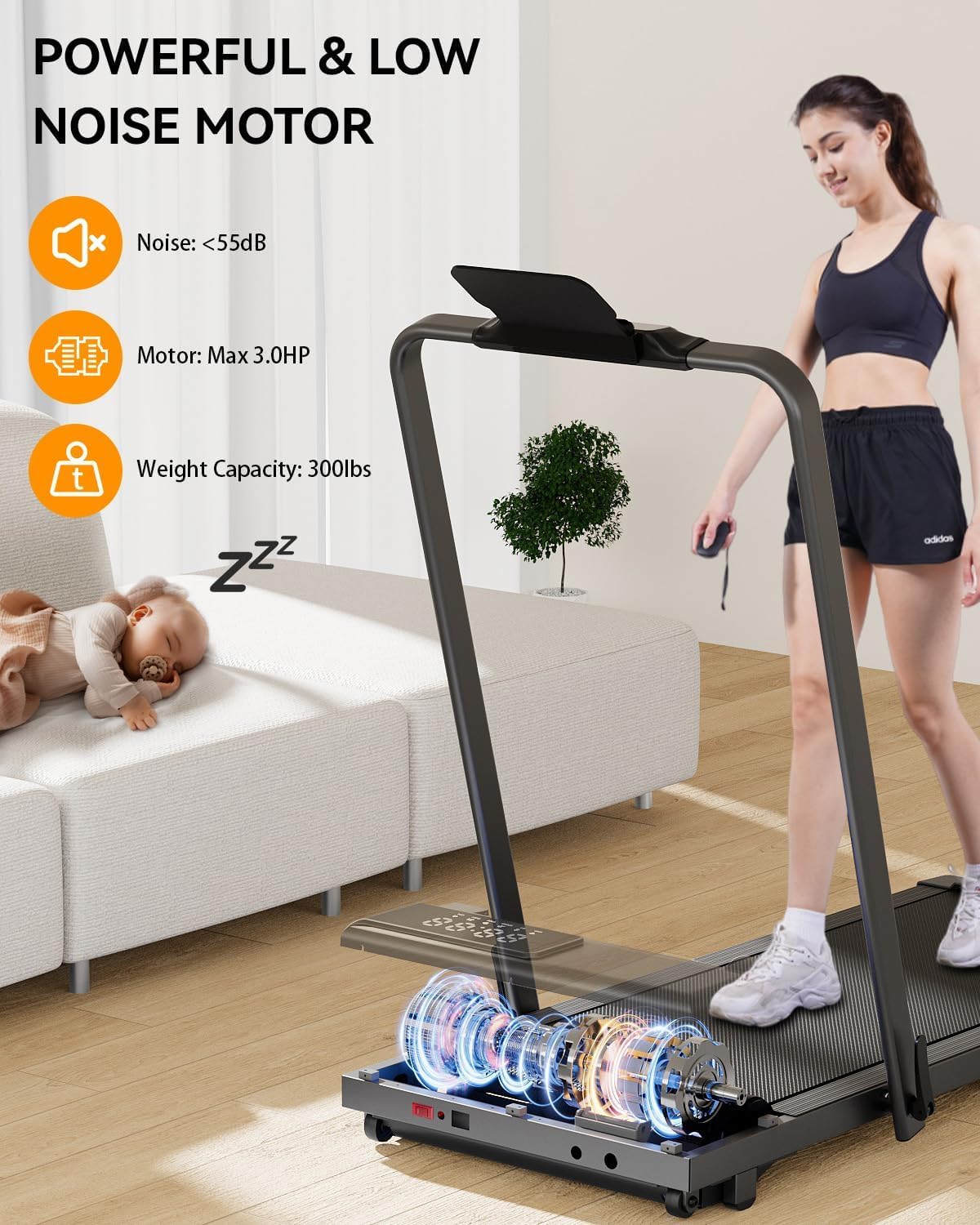 Snapklik.com : SupeRun 3 In 1 Walking Pad Treadmill, 30HP Low Noise ...