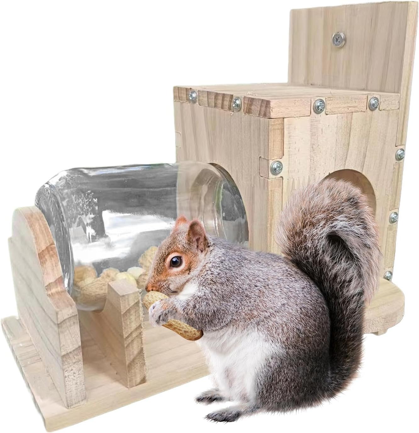 Fukamou Squirrel Feeders For Outside | Wooden Outdoor Backyard Tree ...