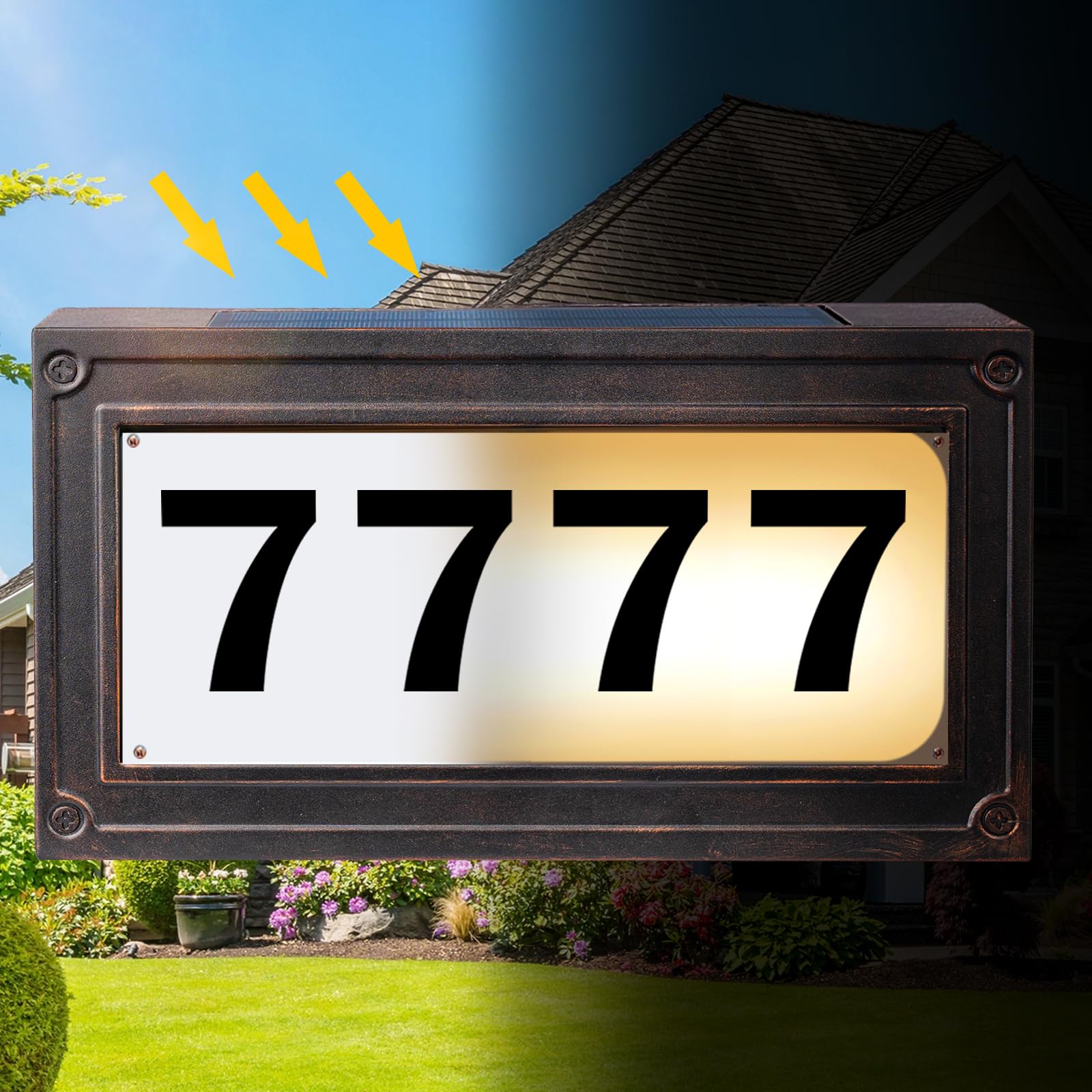 Amazon.com: Metal Solar Powered House Numbers, Address Sign LED Outdoor ...