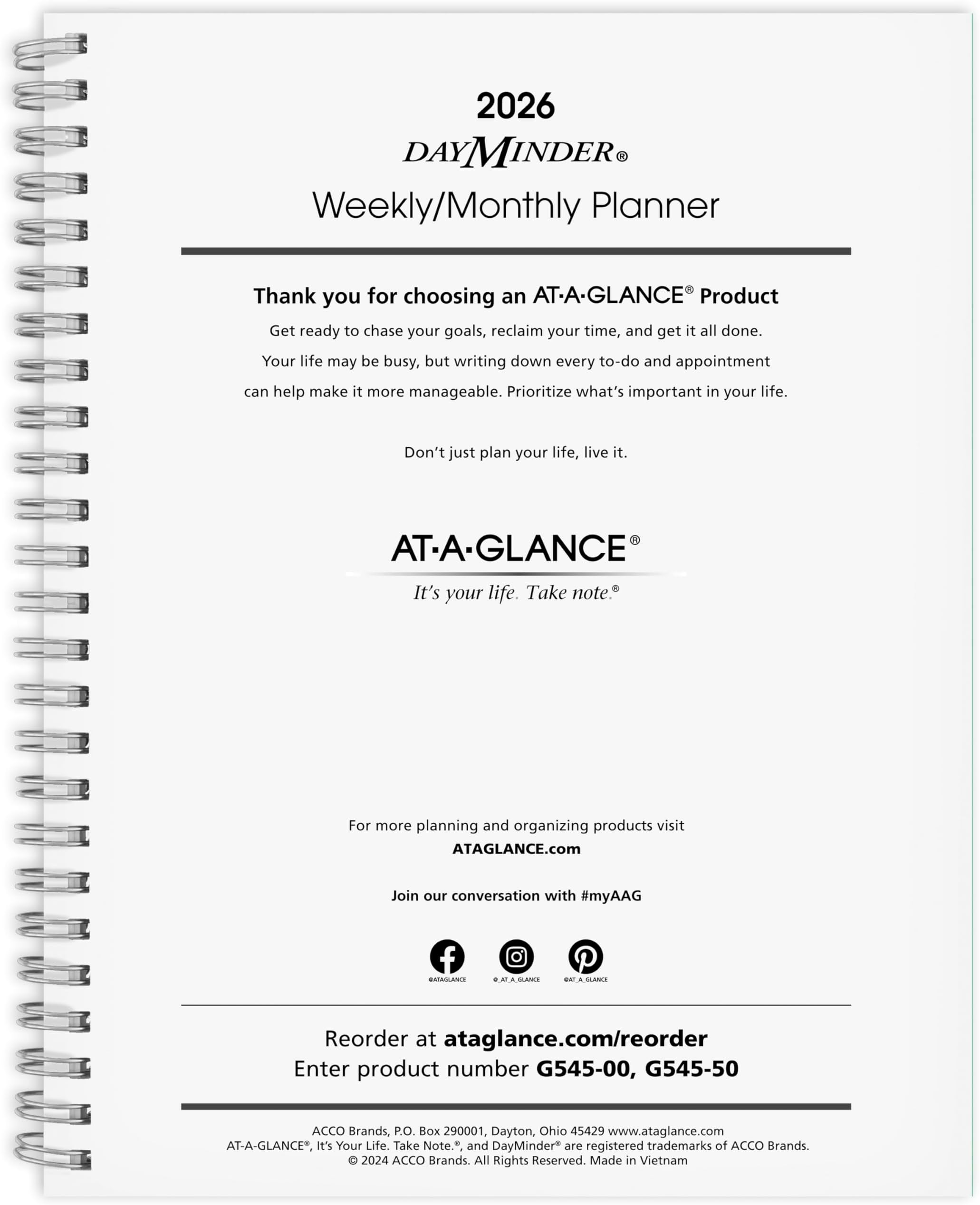 Amazon.com : AT-A-GLANCE 2026 Planner Refill, Weekly & Monthly, 7" x 8. ...