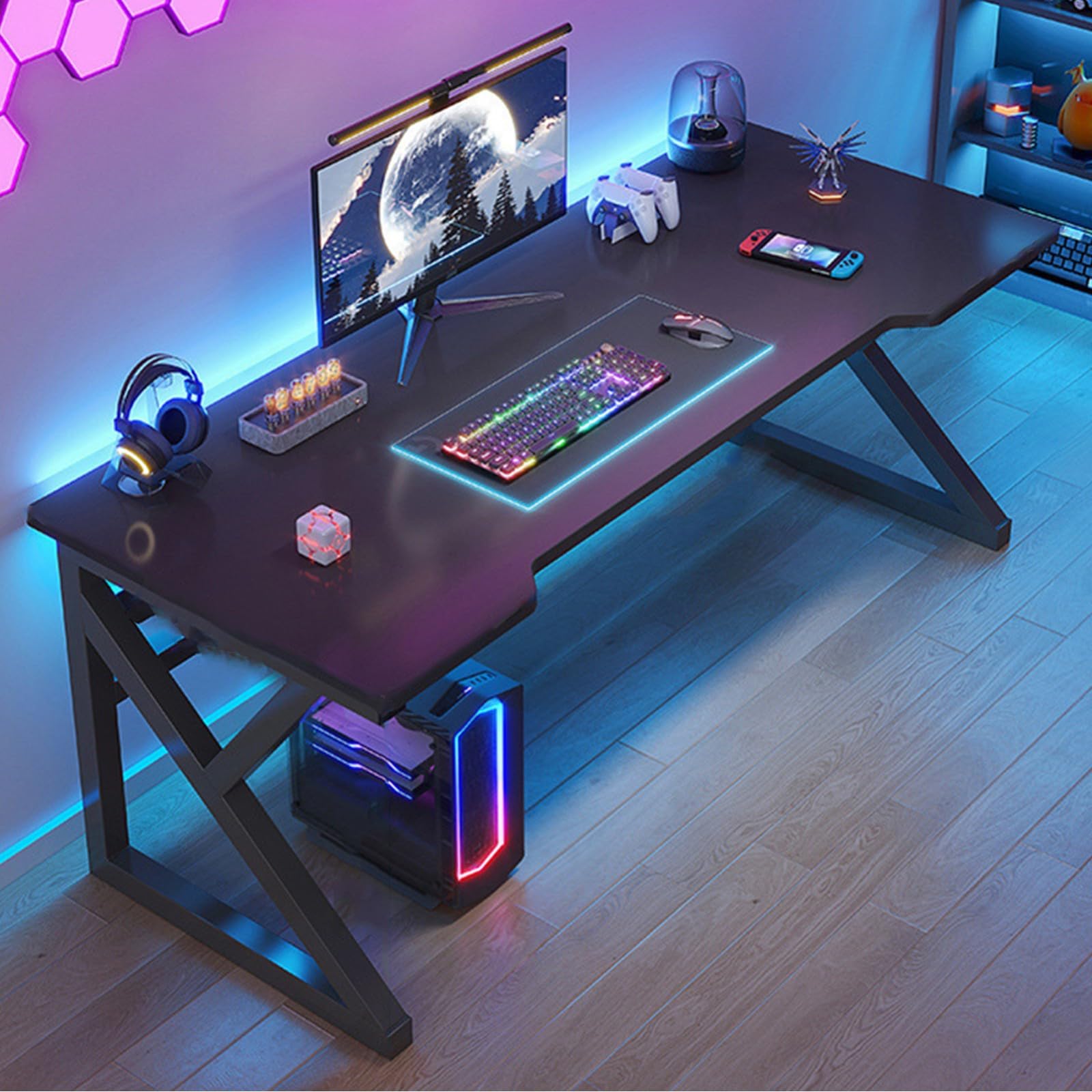 FairyHover Gaming Table Office Desk Computer Desk PC Study Writing Desk ...