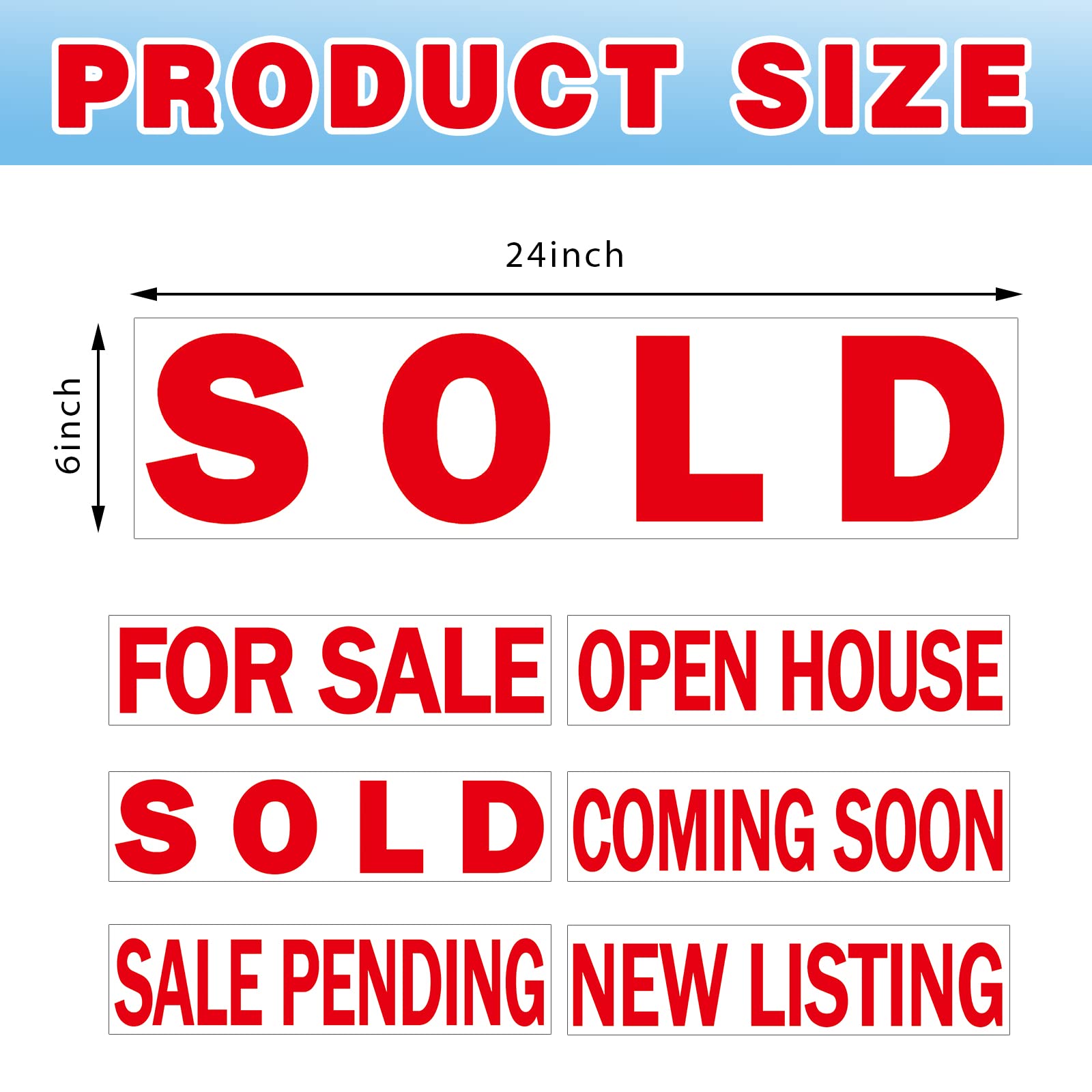 Snapklik.com : Juexica 12 Pcs Real Estate Rider Signs 24 X 6 Inch Sold ...