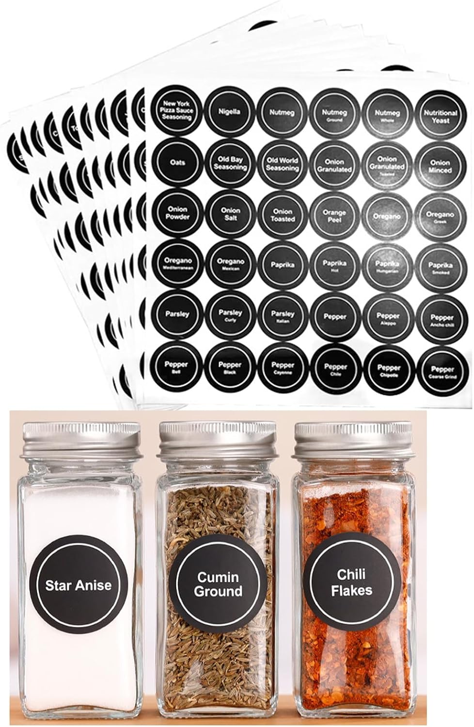 Priaora 432pcs Labels for Food Containers, 378 Round Stickers, 54 Blank ...