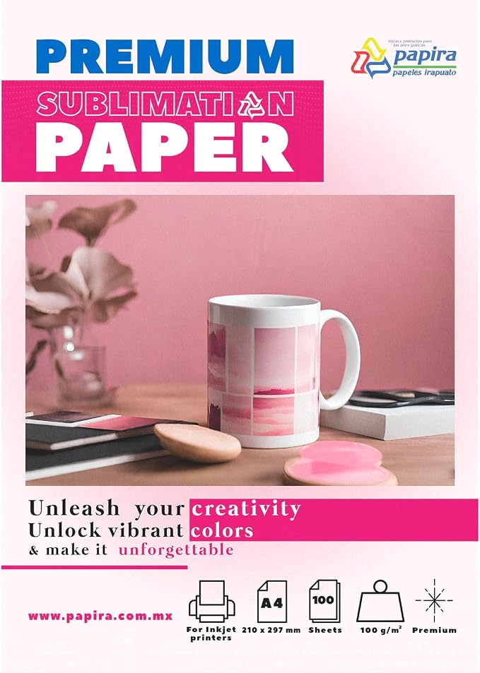 PAPIRA Papel de Sublimación: 100 Hojas Premium, Secado Extra Rápido ...