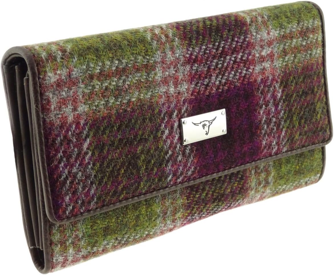 Harris Tweed Heather Check Tartan Purse with ID Window - Scottish ...