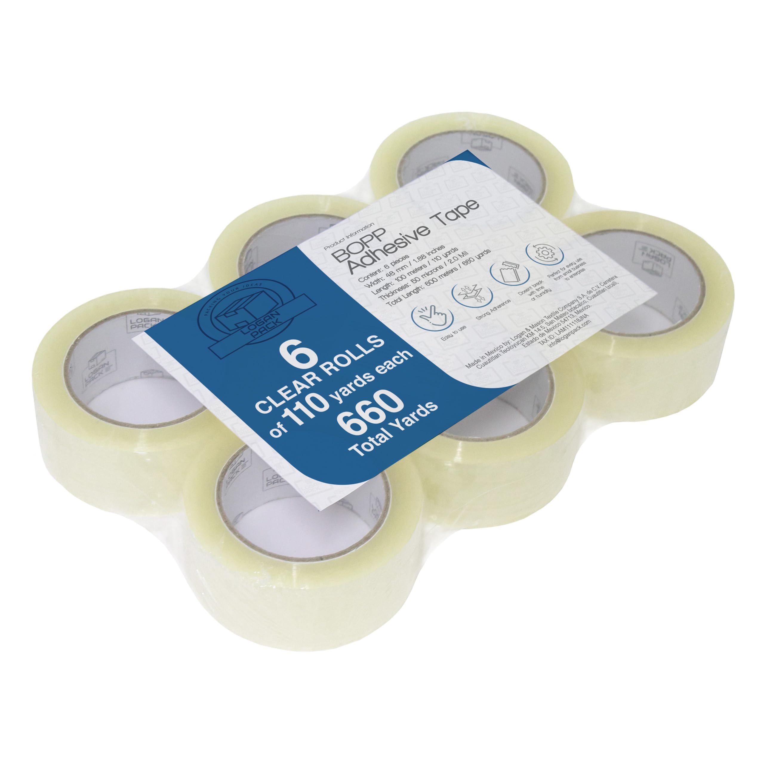 Amazon.com : LOGANPACK Heavy Duty Packing Tape 6 Rolls, Total 660Y ...