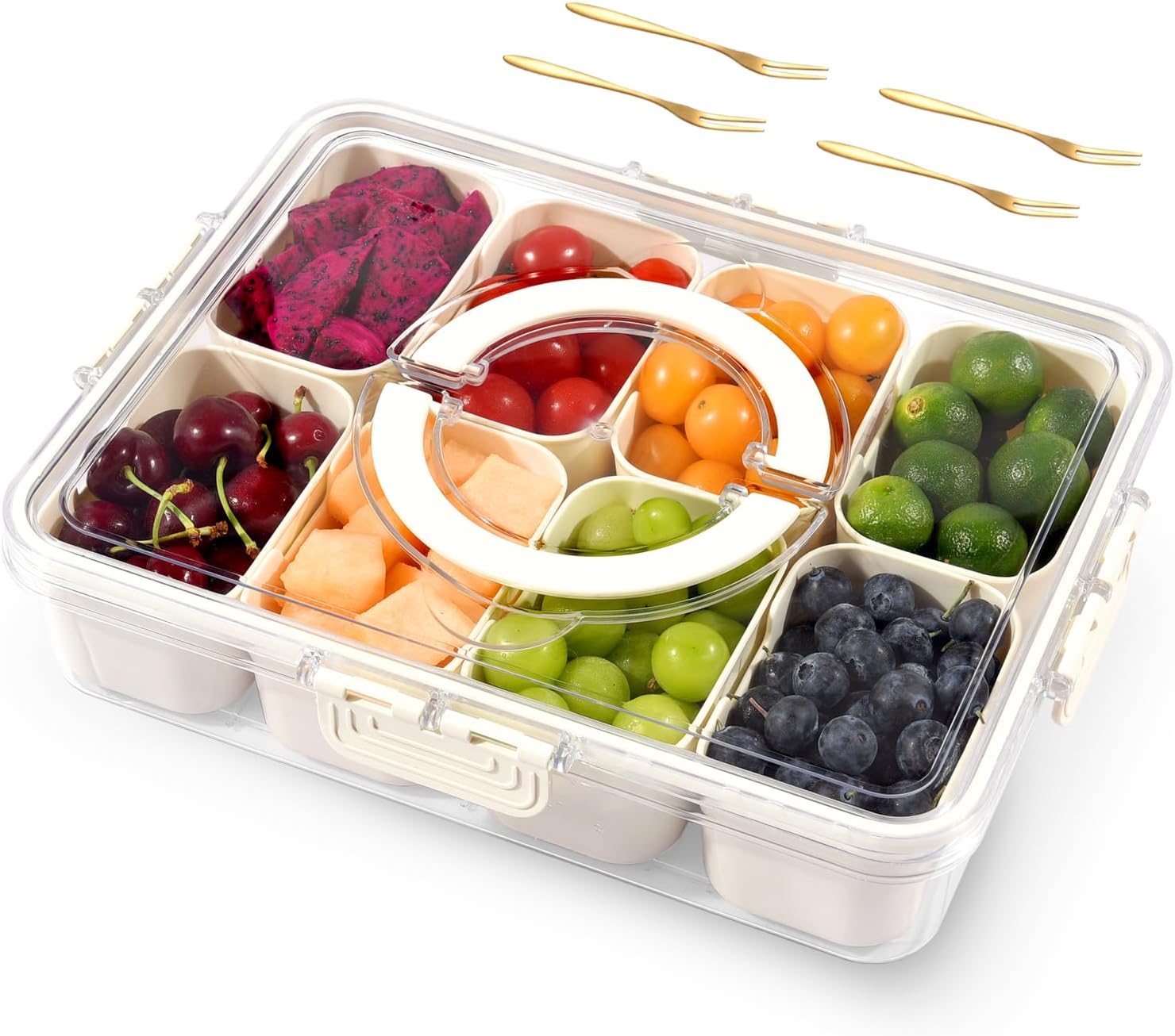 Amazon.com | Divided Serving Tray with Lid and Handle, Snackle Box ...