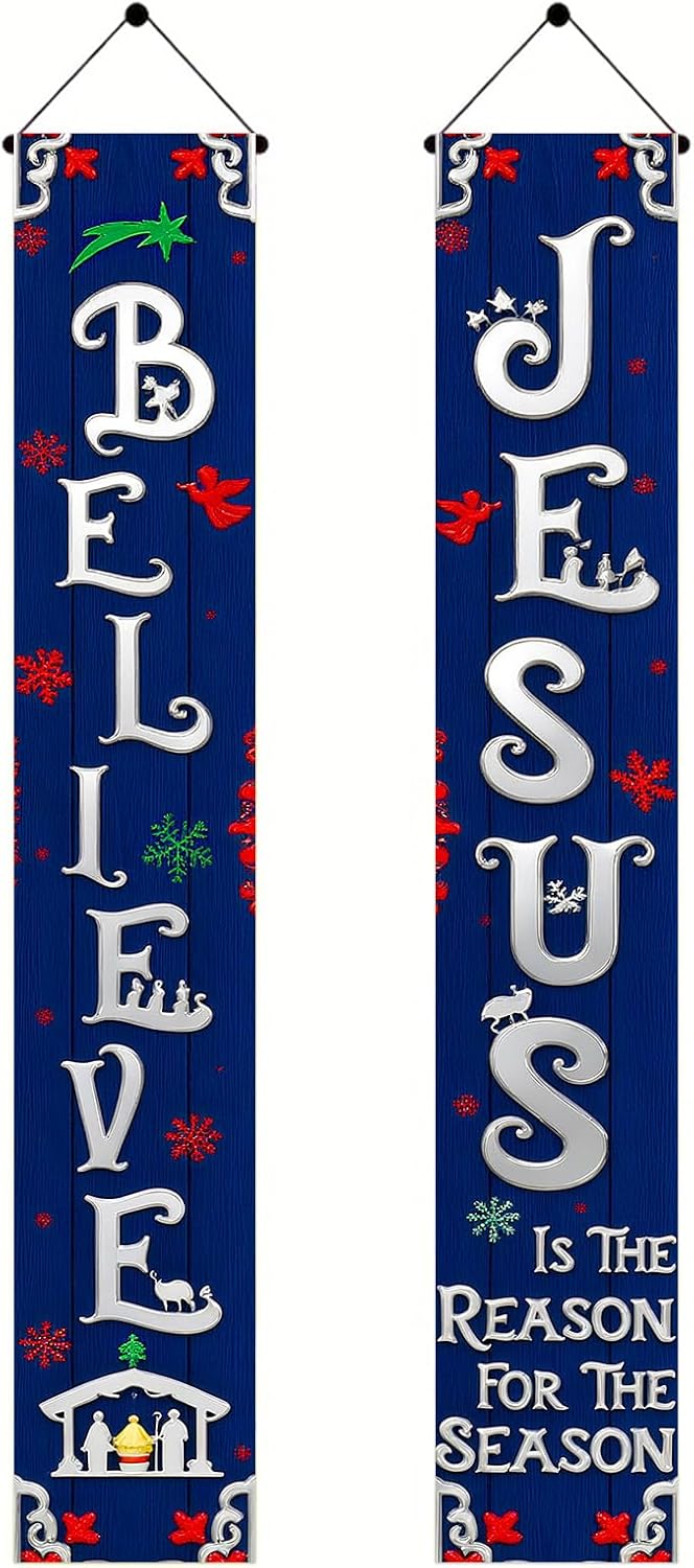 Amazon.com: BlissYard Christmas Porch Banner Jesus Is The Reason For ...