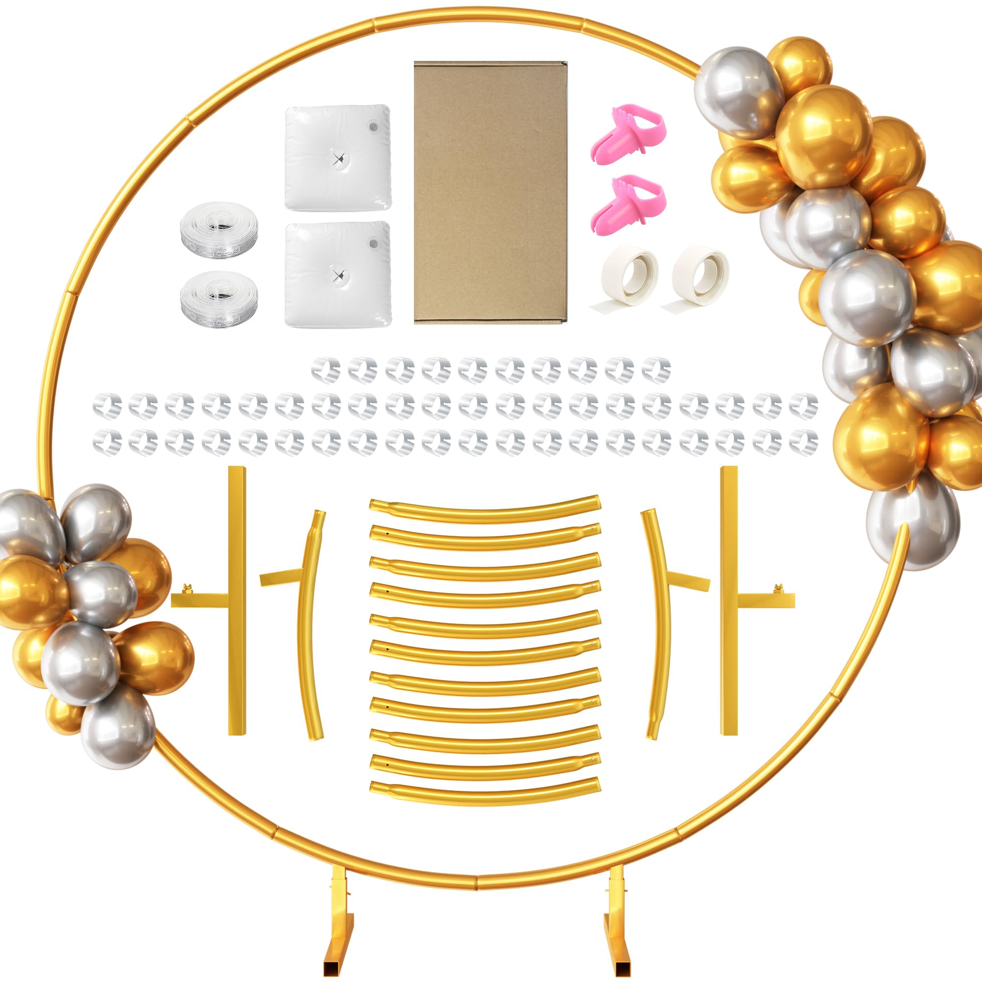 Arimilk Round Backdrop Stand 7.2ft wedding arch with Metal Circle Rings ...