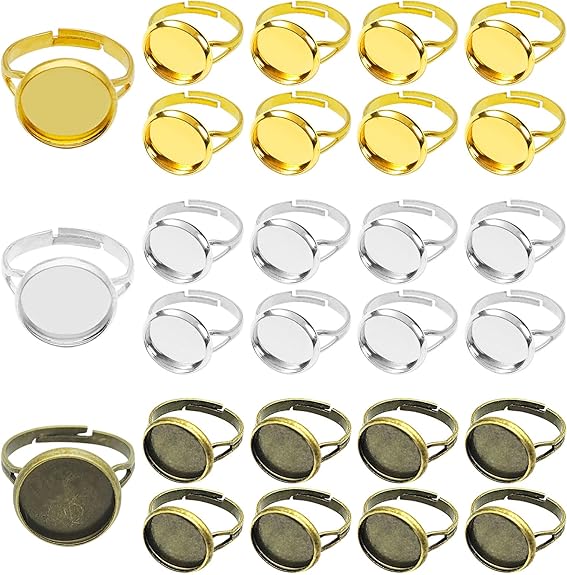 Amazon.com: 60pcs Adjustable Blank Rings Adjustable Ring Base Blank ...