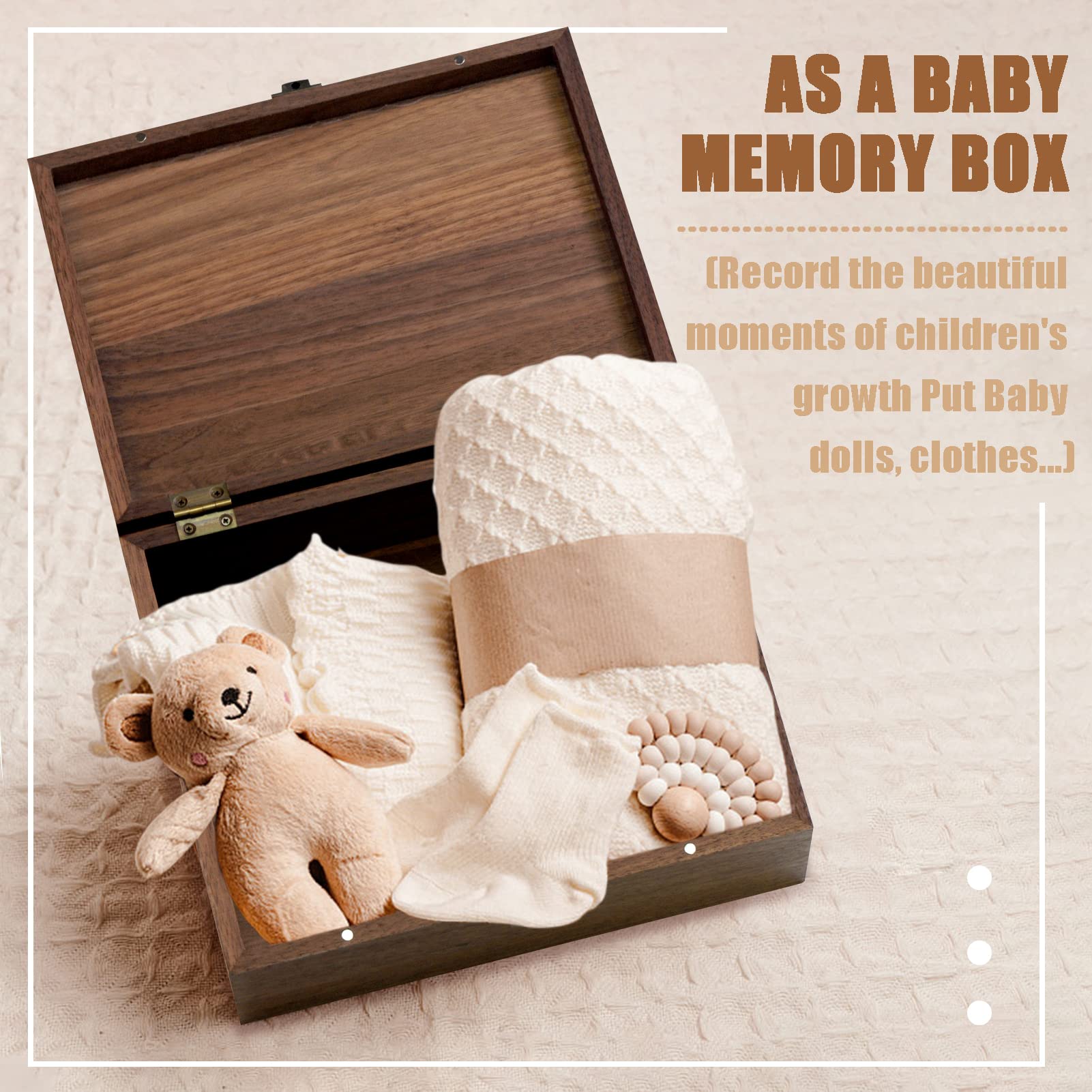 EDUROMI Walnut Wooden Memory Keepsake Box with Hinged Lid and Latch for ...