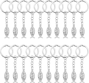 Adodotoe 30 Pcs Jesus Fish Keychains Bible Keychain Christian Gifts ...