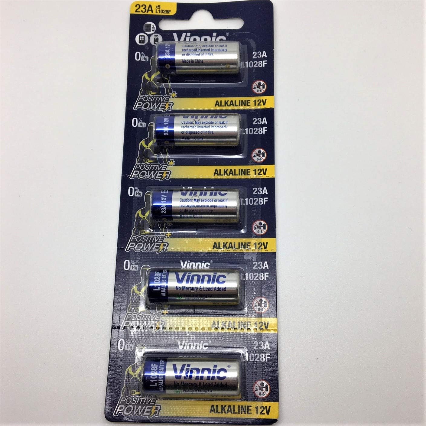 5 x Vinnic 23A A23 L1028 L1028F MN21 E23A K23A 23AE 12V Batteries ...