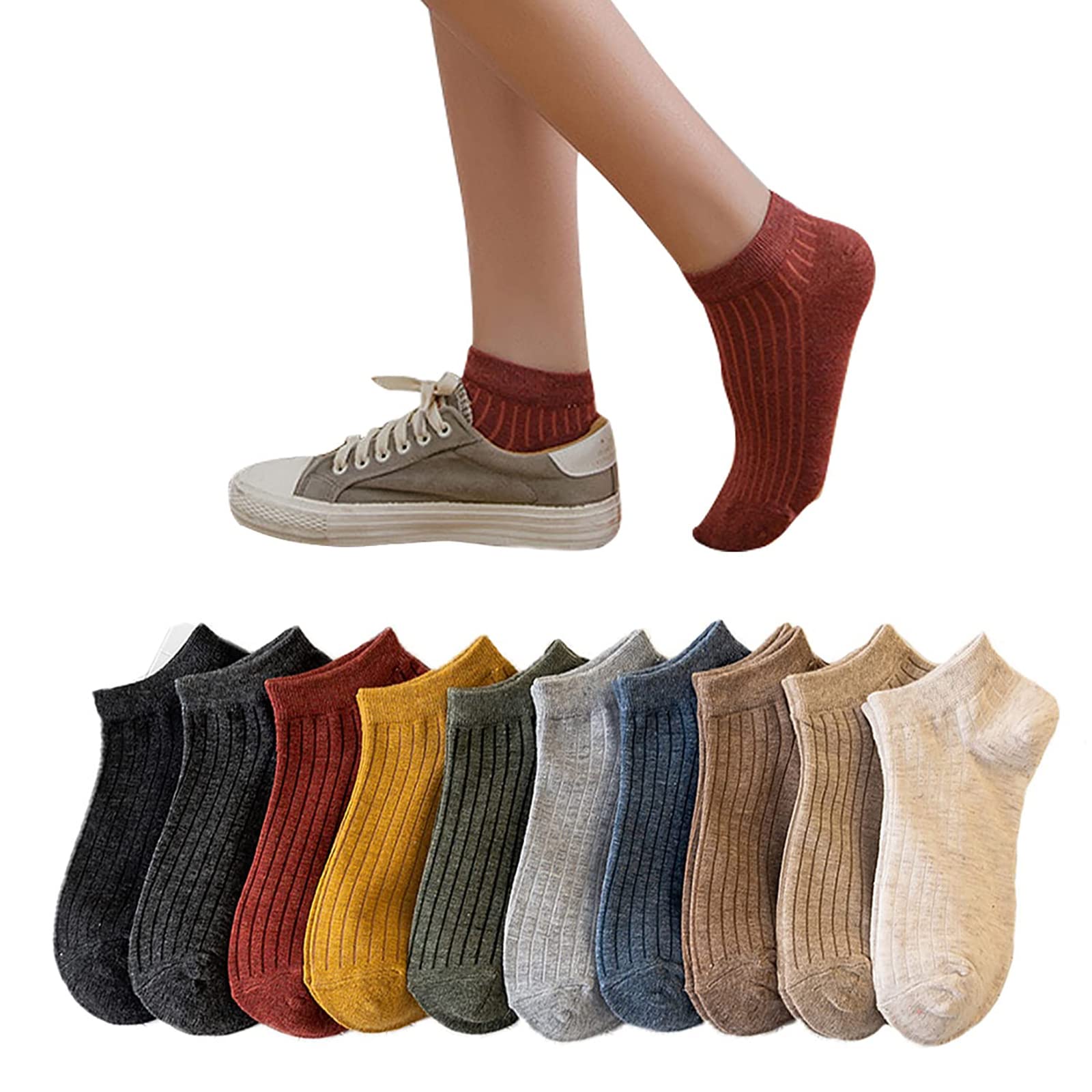 Amazon | [DAMILY] 靴下 レディース 夏 くるぶしソックス かわいい 10足セット 綿 踝 くつした レディース おしゃれ スニーカーソックス 薄手 女性 靴下 短い くつ下 ...