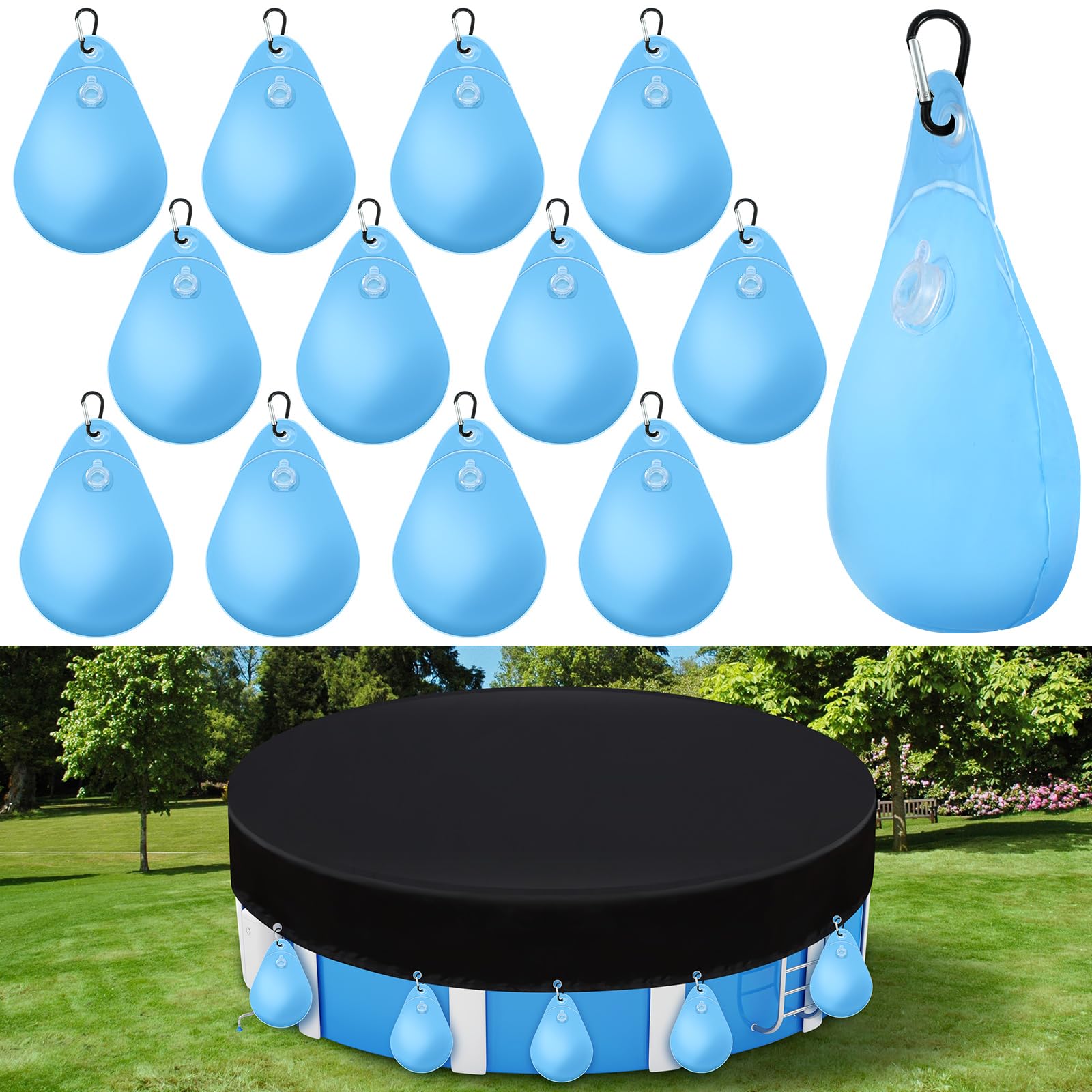 Amazon.com : Hungdao 12 Pack Pool Cover Weights with Hooks PVC ...