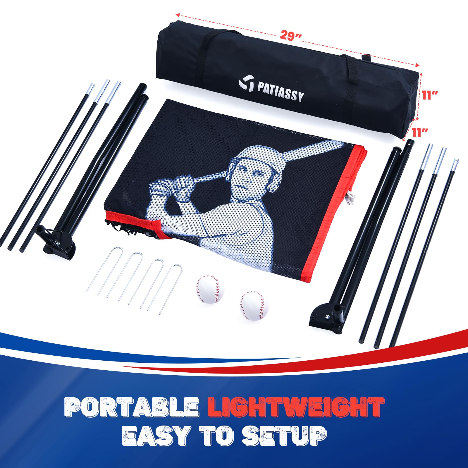 Patiassy 7 ft x 7 ft Baseball Softball Hitting Pitching Practice Net ...