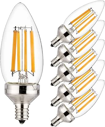 Diodesy- Pack of 6 CTC/LED/FS/8.8W/E12/CL/50K E12 LED Candelabra Dimmable Light Bulb, 8.8W (75 ...