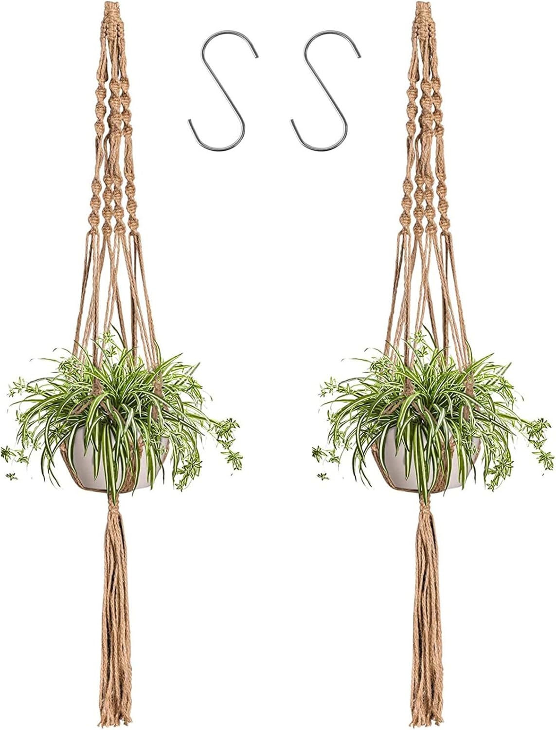 Eyerayo Macrame Plant Hangers Jute Rope Hanging Planter Basket Wall ...