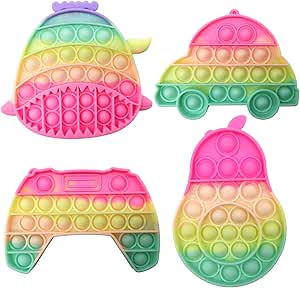 Cuackamily 4 PCS Pop Bubble Fidget Toys Set, Push Silicone Poppet ...