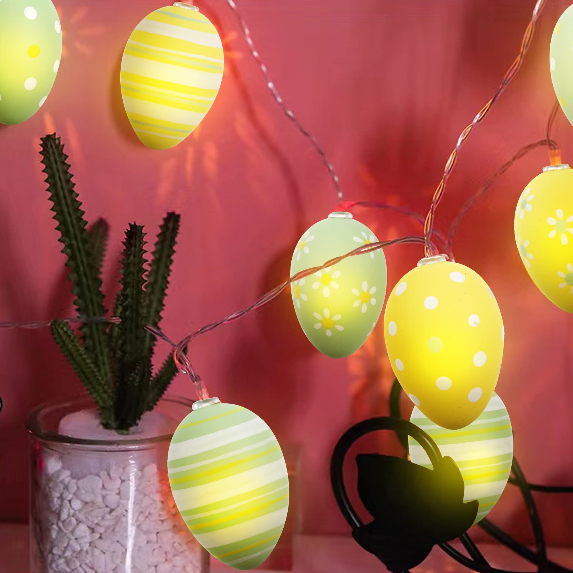 Amazon.com: NJN 10FT 30LED Easter Eggs String Lights Battery Operated ...